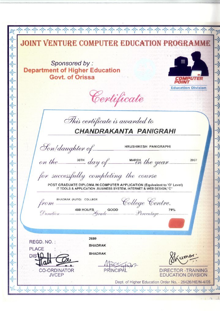 Pgdca Certificate Chandrakant | PDF
