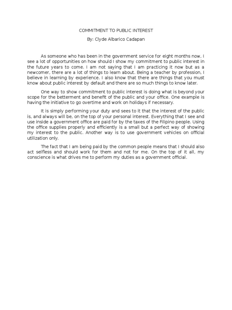 Commitment to Public Interest