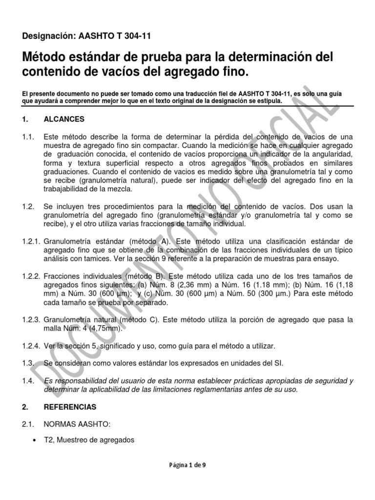 Aashto 304 | PDF | Densidad | Masa