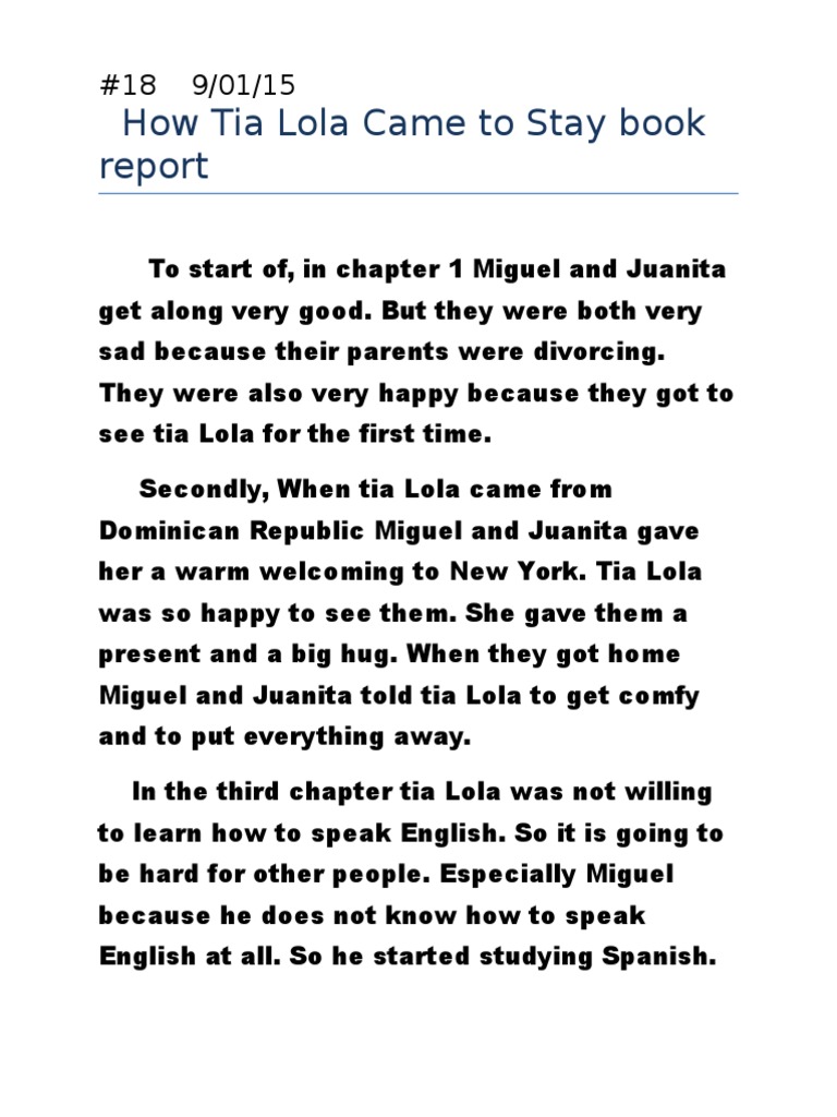 How Tia Lola Came To Stay Book Report | PDF