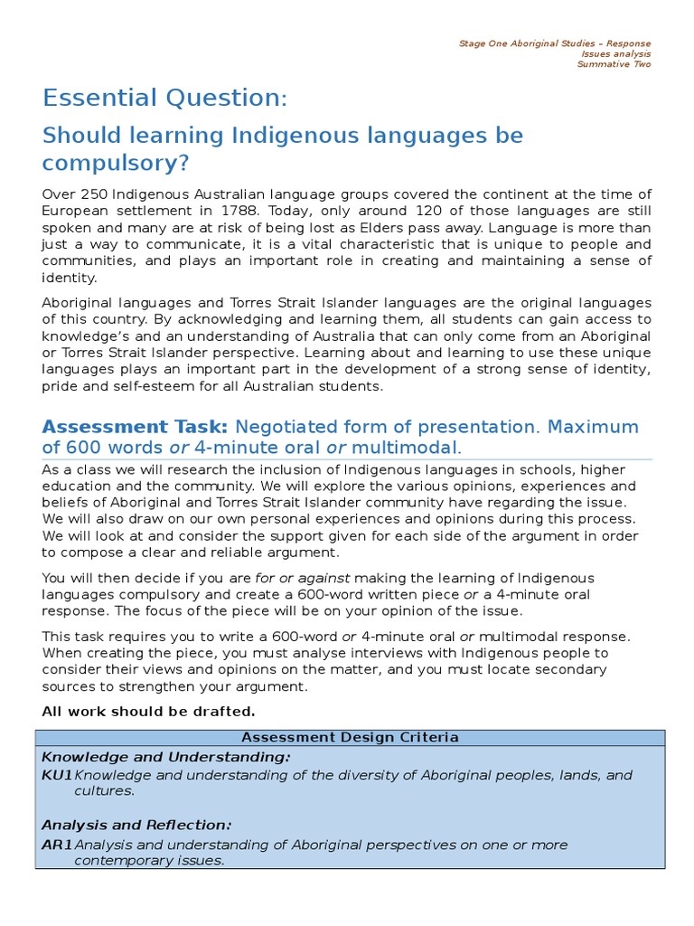 Stage One - Summative Two Ab Studies Eportfolio | PDF | Indigenous ...
