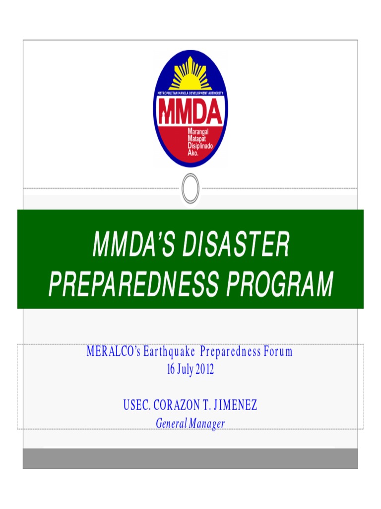 Mmda 1 - Briefing On Disaster Preparedness Program - Usec Jimenez | PDF ...