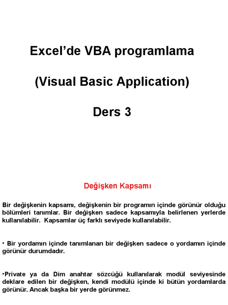 Excel Vba Programlama | PDF