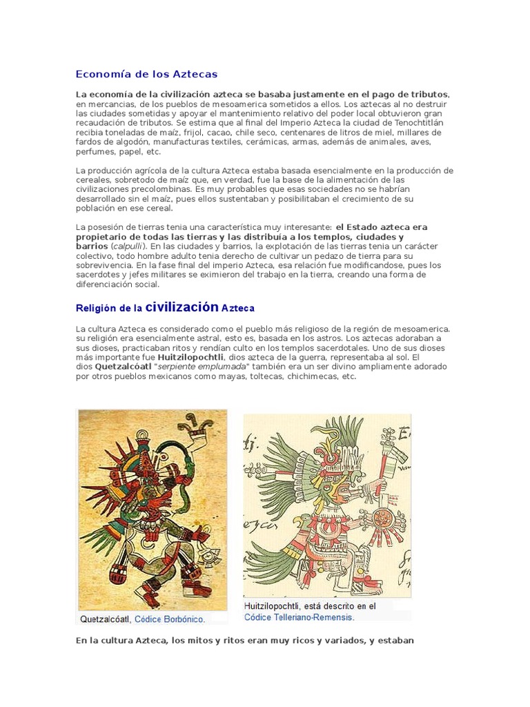 Economía de Los Aztecas | PDF | azteca | Mesoamérica