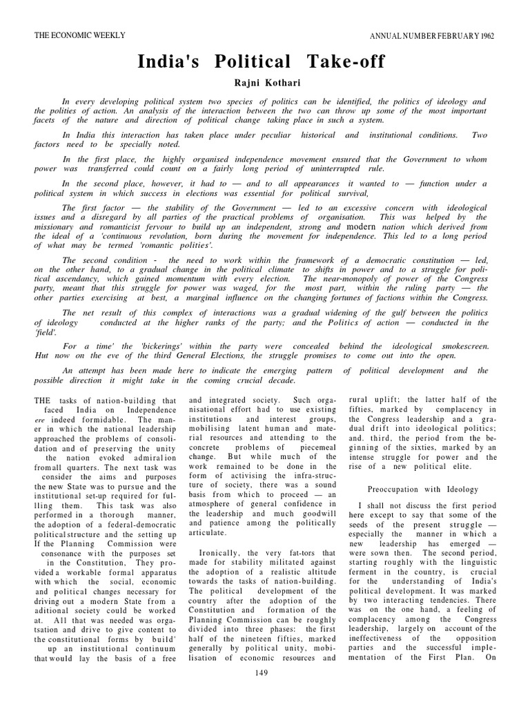 India's Political Take-Off: Rajni Kothari | PDF | United States ...