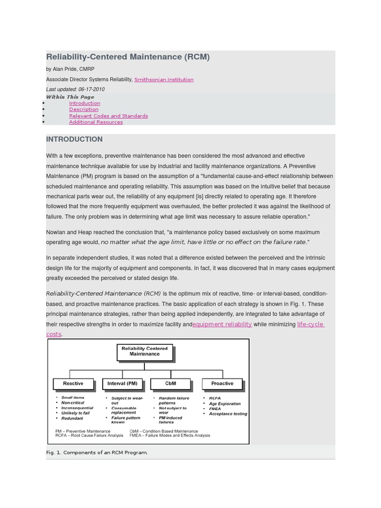 Reliability Centered Maintenance | PDF | Reliability Engineering ...