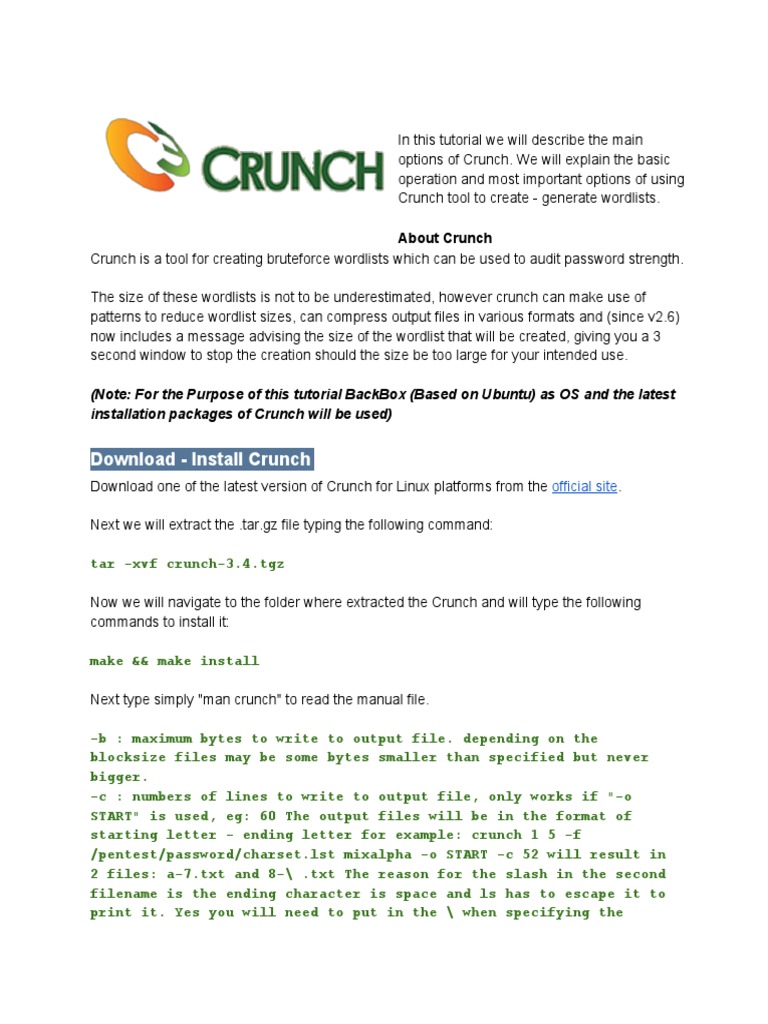 Create Word Lists Using Crunch | PDF | Filename | Computer File