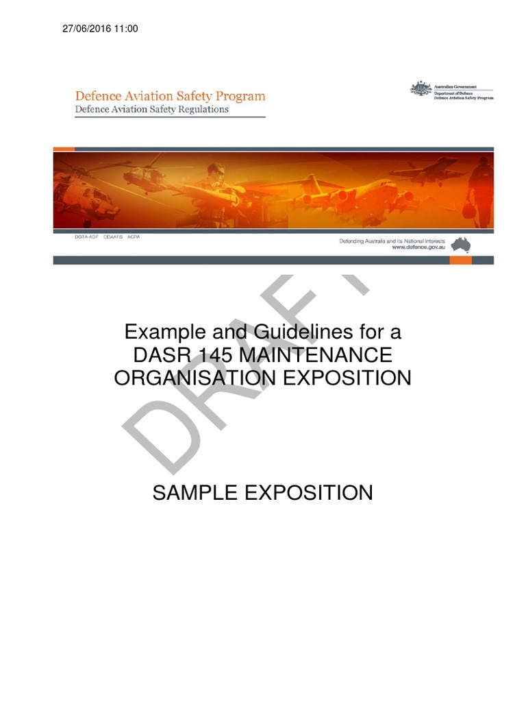 DASR 145 Maintenance Exposition Guide | PDF | Safety | Quality ...