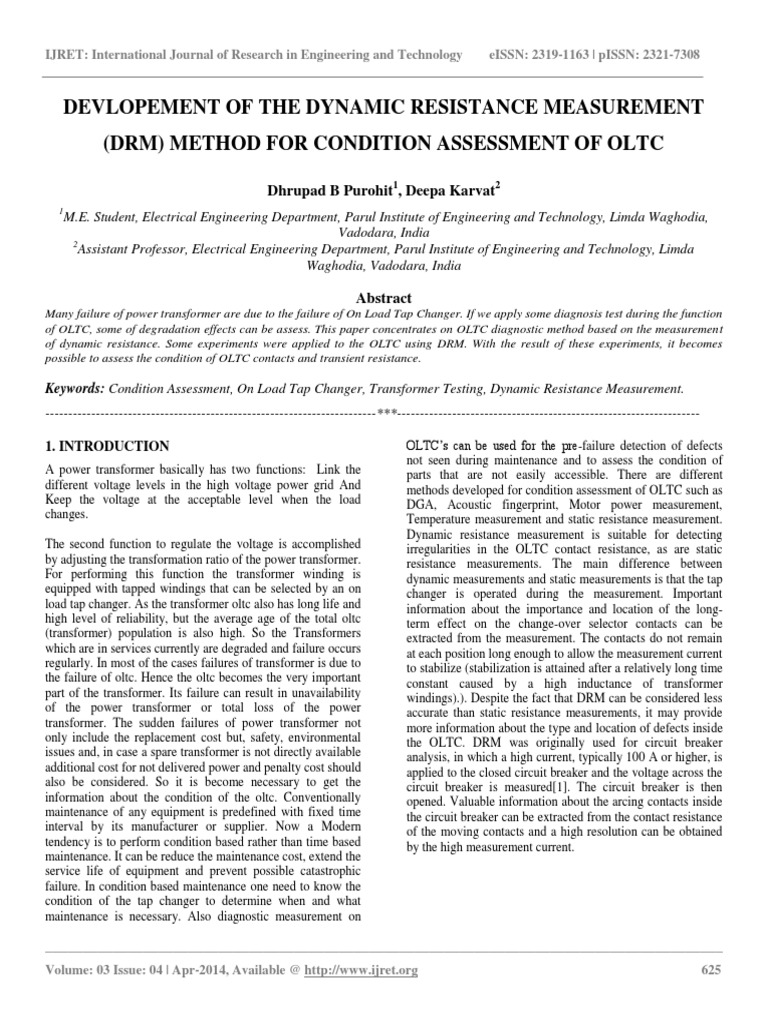 Devlopement of The Dynamic Resistance Measurement (DRM) Method For ...