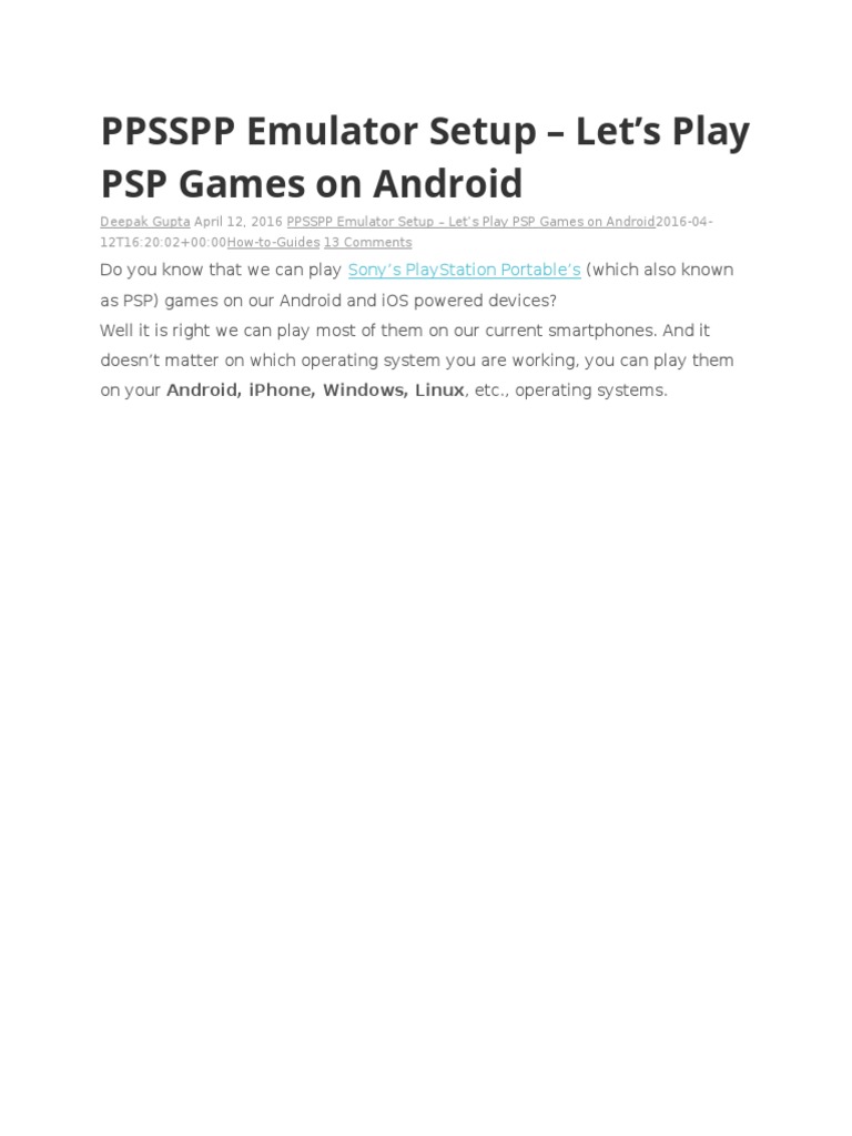 A Comprehensive Guide To Setting Up Ppsspp Emulator For Optimum