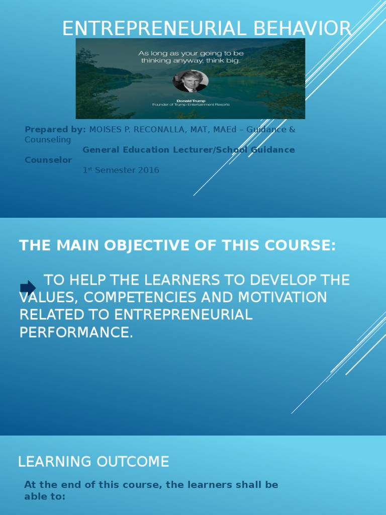 Entrepreneurial Behavior | PDF | Entrepreneurship | Behavior