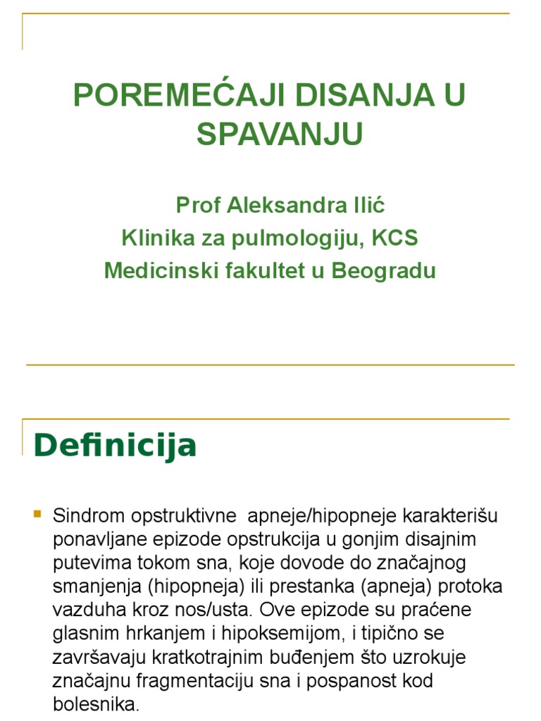 Poremecaji Disanja U Spavanju Pdf