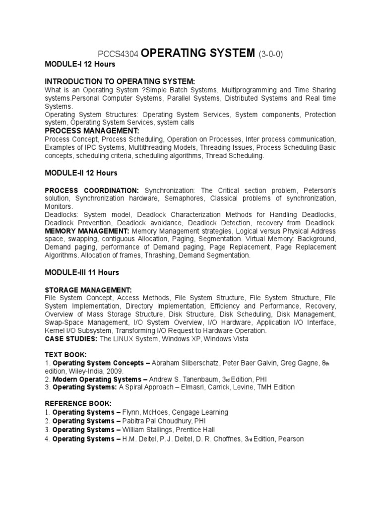 Operating System Syllabus | PDF Operating System Syllabus | PDF