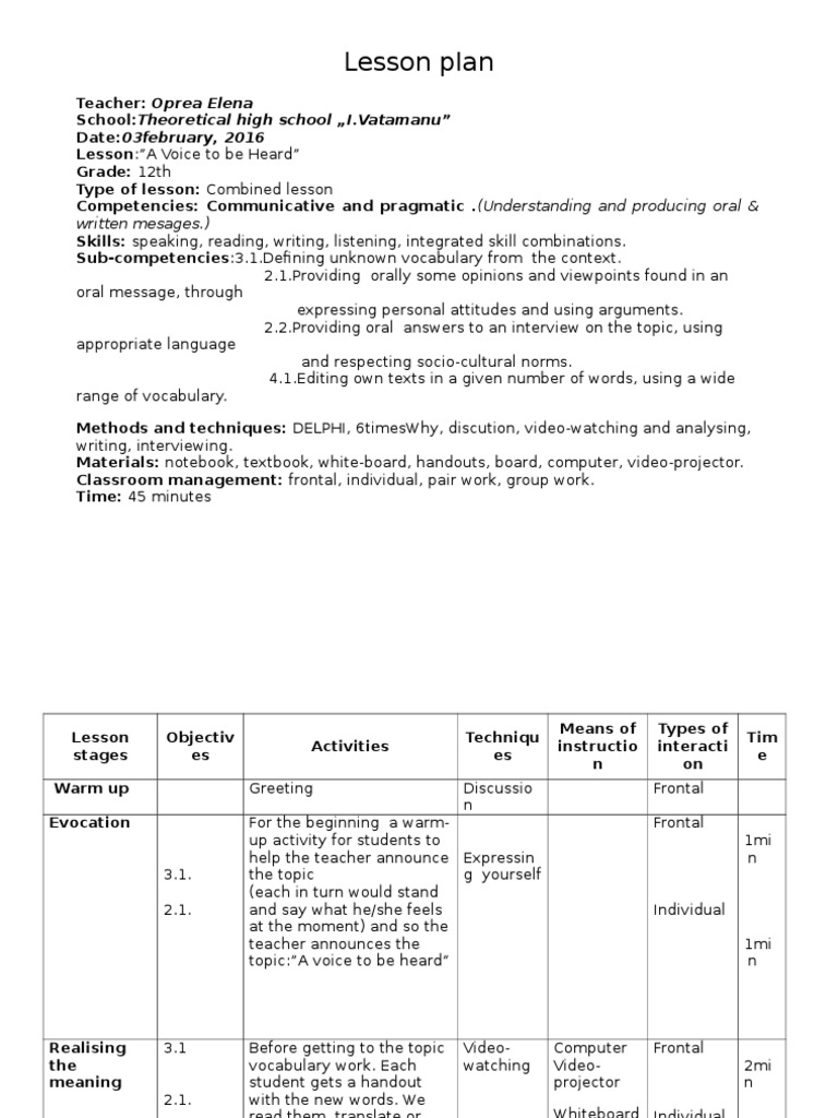 Human Rights Lesson Plan | PDF | Vocabulary | Lesson Plan