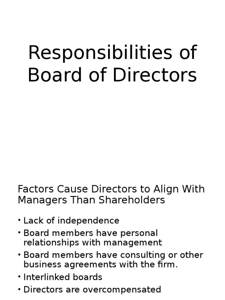 Responsibilities of Board of Directors | PDF
