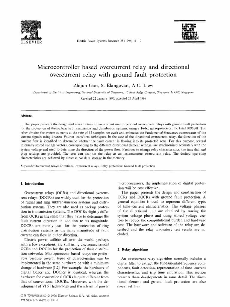 Microcontroller Based Overcurrent Relay and Directional Overcurrent ...