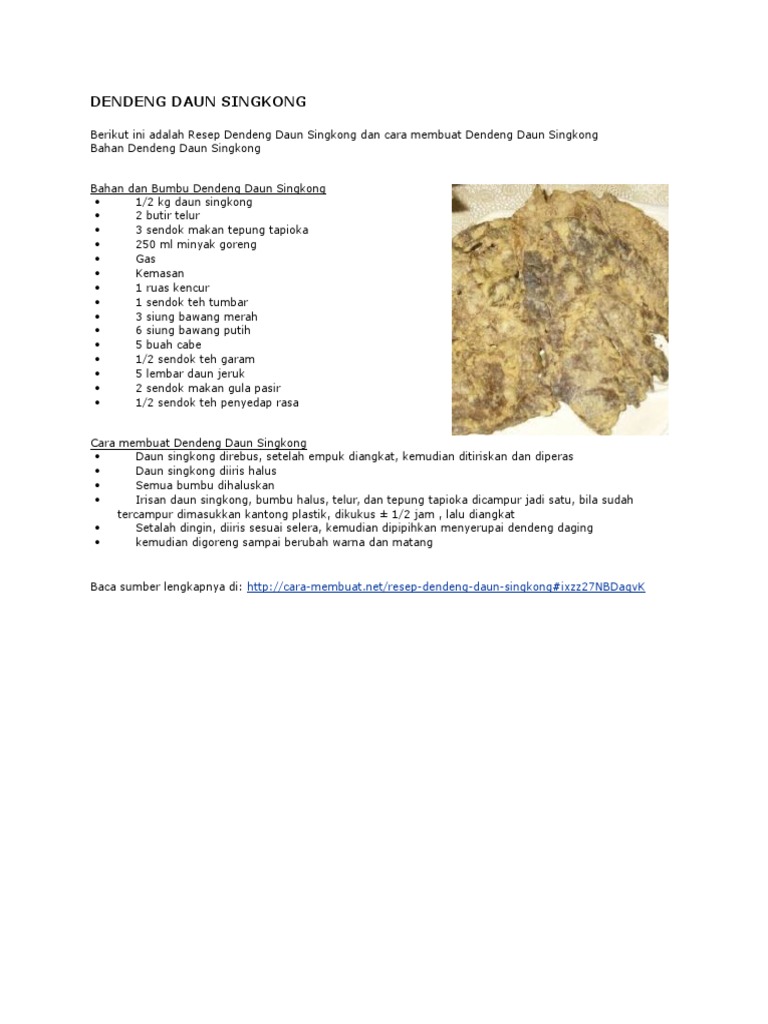 Resep Dendeng Daun Singkong Lezat | PDF | Kesehatan Holistik