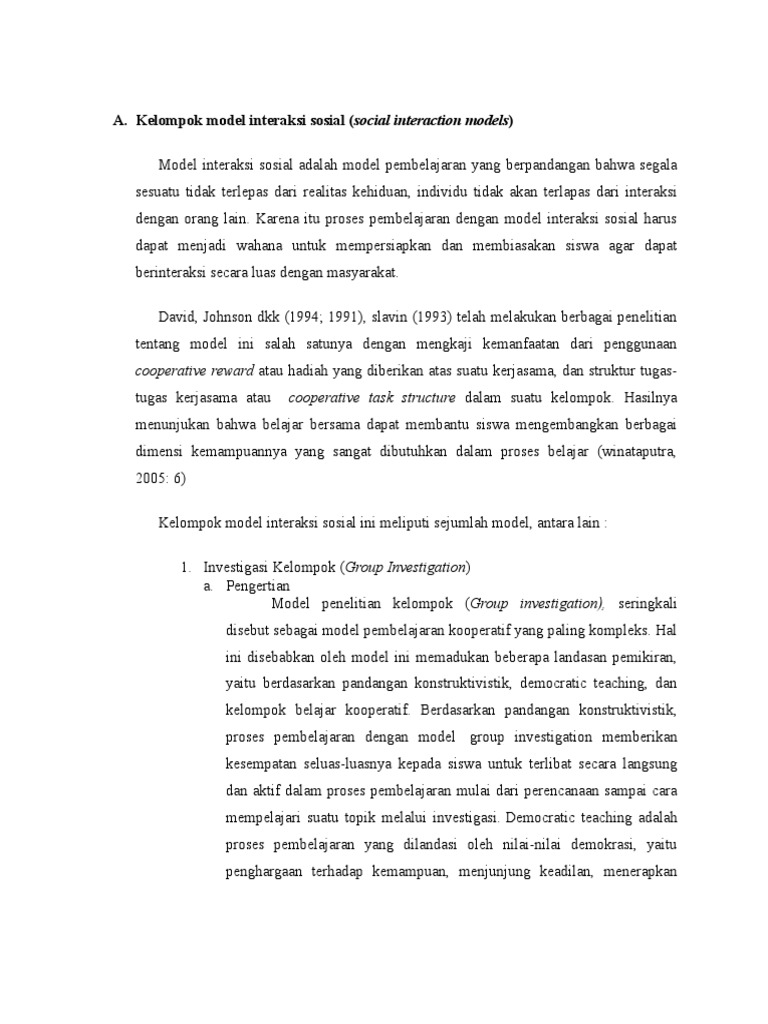 Kelompok Model Interaksi Sosial | PDF