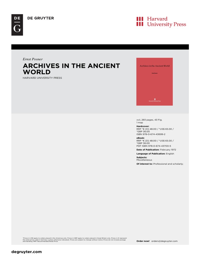 Archives in The Ancient World: Ernst Posner | PDF