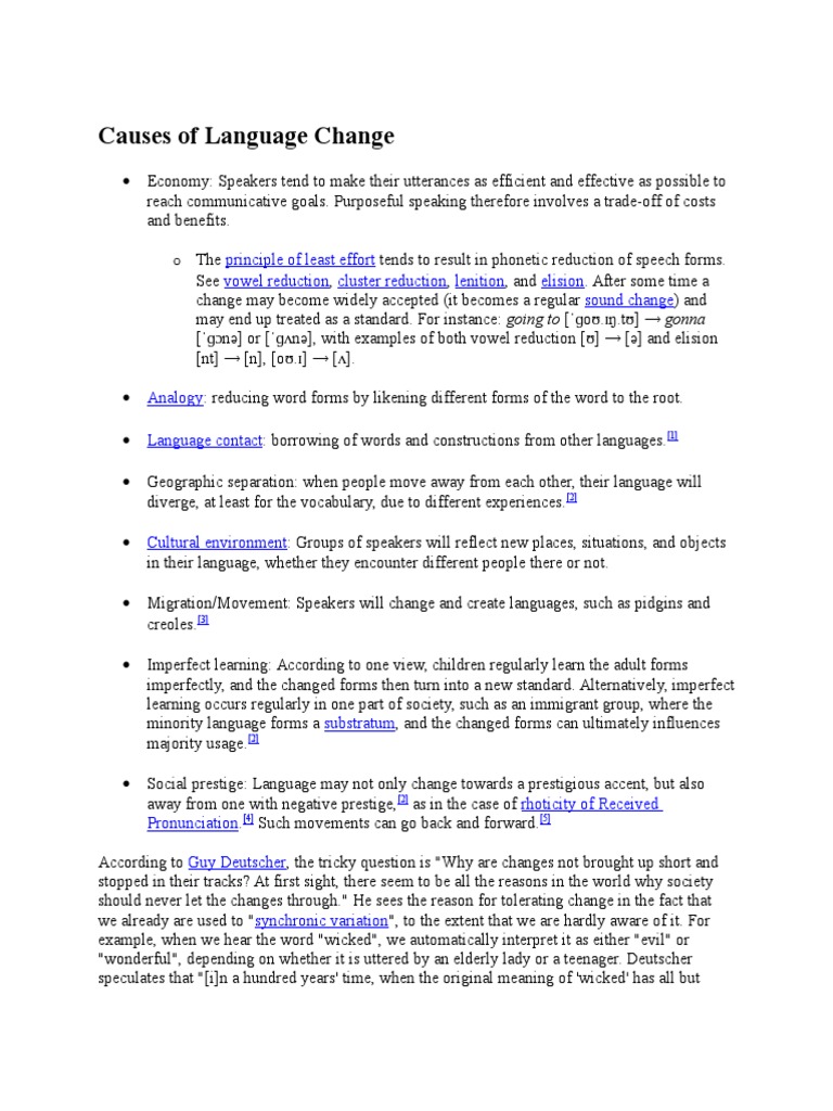 Causes of Language Change Explained | PDF | Symbols | Languages