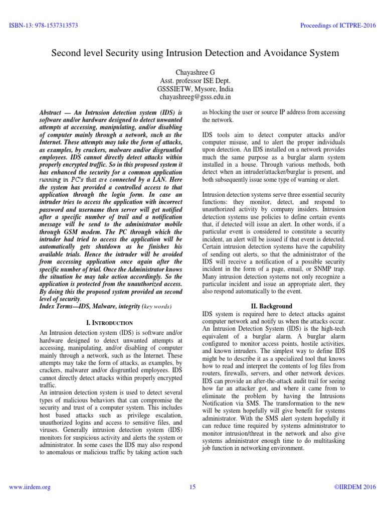 Iaetsd Second Level Security Using Intrusion Detection and Avoidance System | PDF | Computer ...