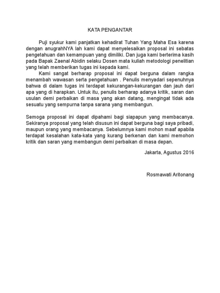 Contoh Kata Pengantar Proposal Skripsi | PDF