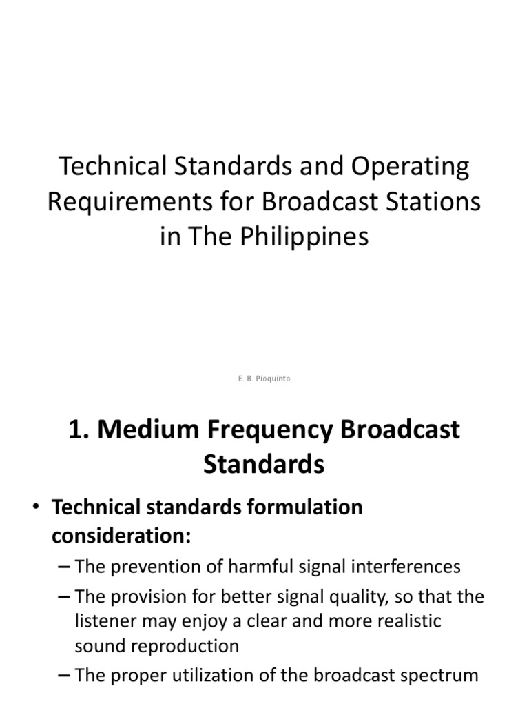 Broadcast Standards for Philippine Stations | PDF | Antenna (Radio ...