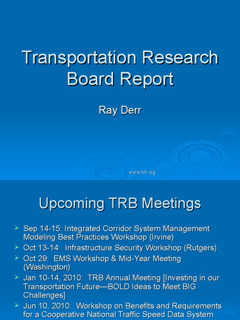 04 - Ray Derr TRB Presentation | PDF | Traffic | Business