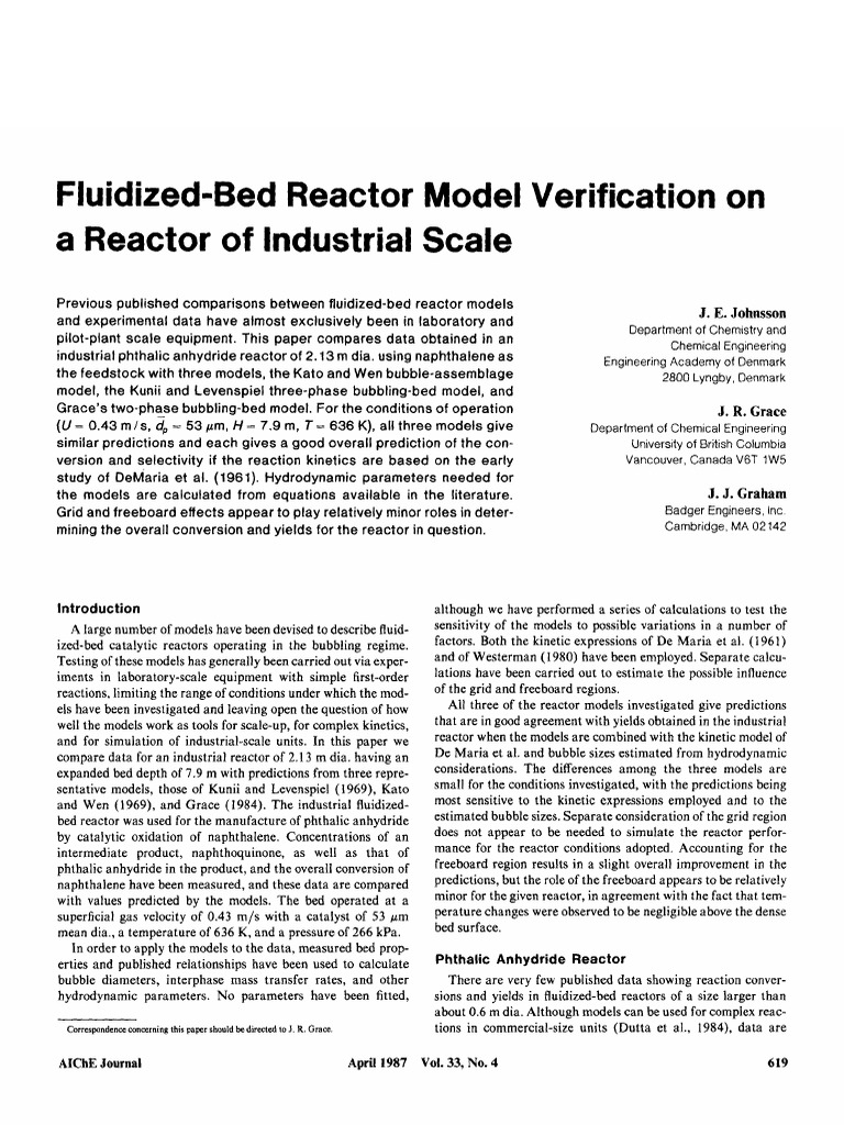 Johnsson 1987 | PDF | Fluidization | Chemical Reactor