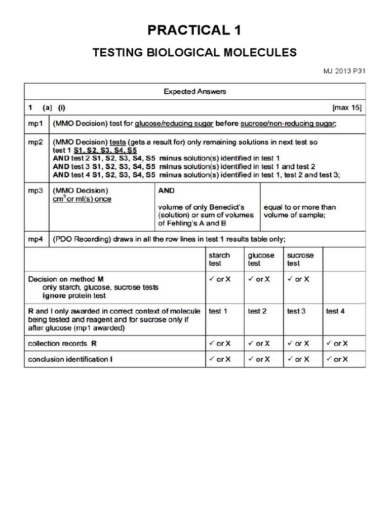 Practical 1: Testing Biological Molecules | PDF
