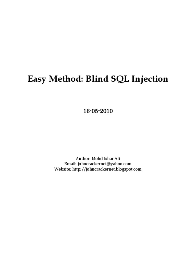 Blind Sql Injection Pdf Hypertext Transfer Protocol Databases