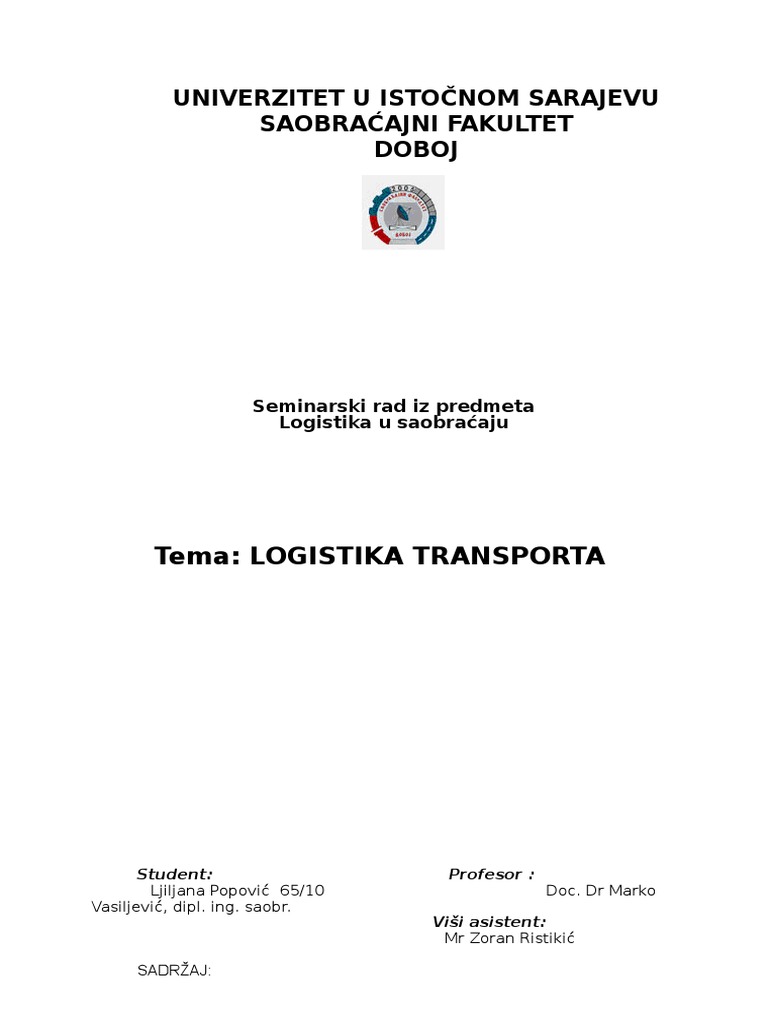 Logistika Transporta | PDF