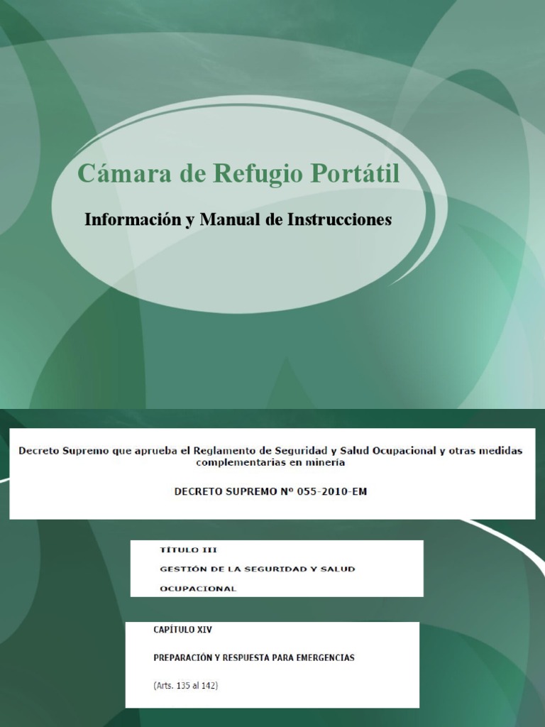 Cámara de Refugio Minero: Manual de Uso | PDF | Oxígeno | Minería