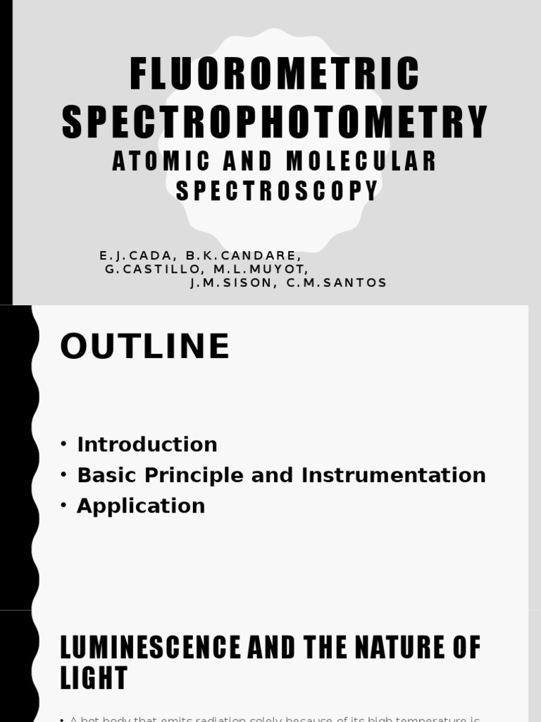Fluorometric Spectrophotometry: Atomic and Molecular Spectros | PDF