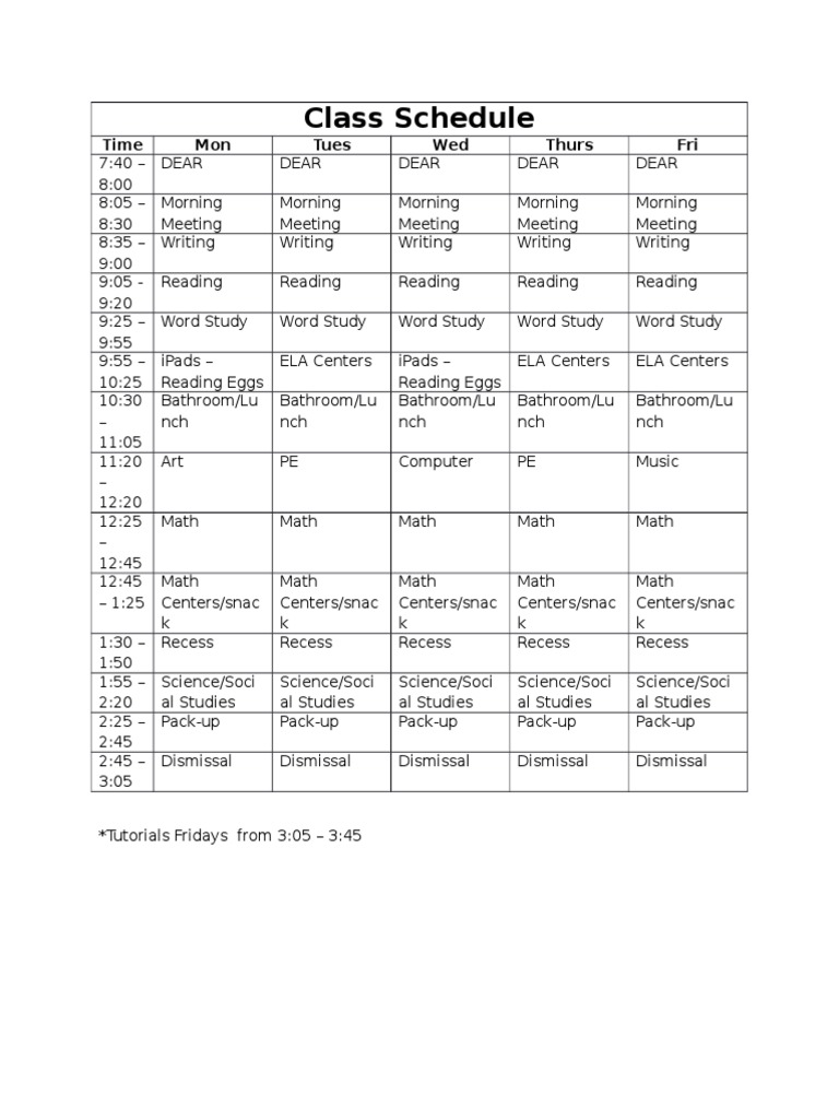 Class Schedule | PDF