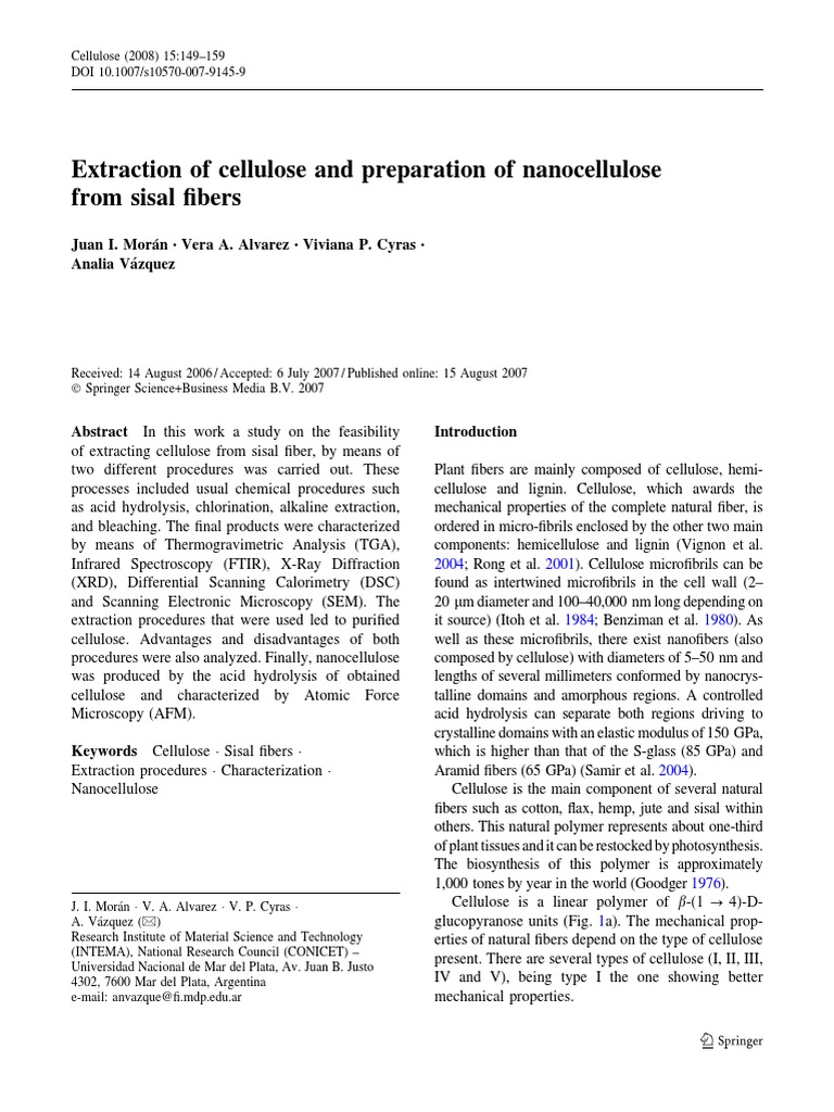 Extraction of Cellulose and Preparation PDF | PDF | Cellulose ...