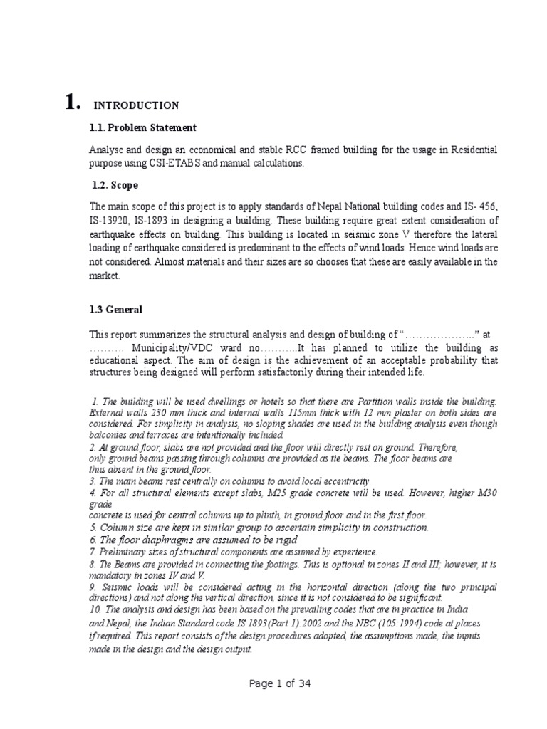 ETABS Building Structure Analysis and Design Report | PDF | Beam ...