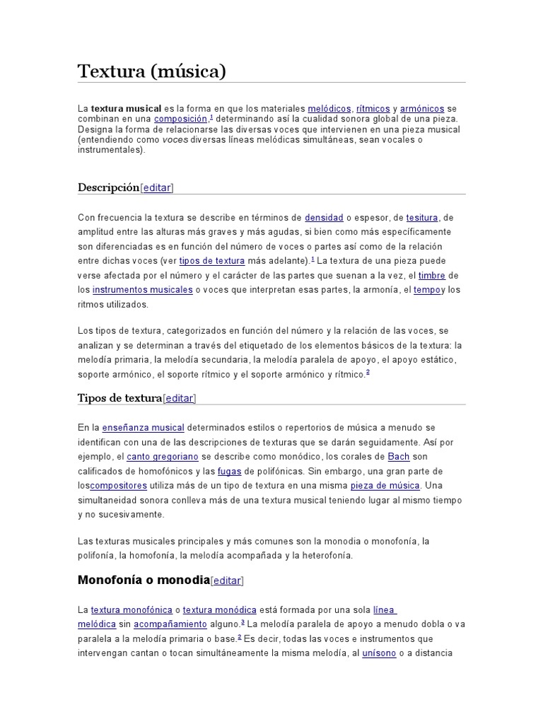 Textura Musical | PDF | Musicología | Elementos de la música