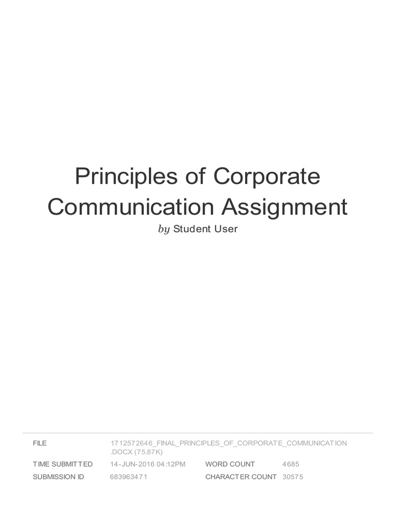 Principles of Corporate Communication Assignment | PDF