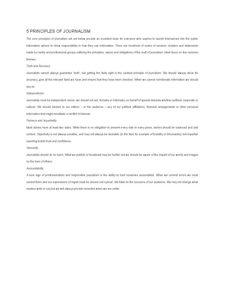 5 Principles of Journalism | PDF