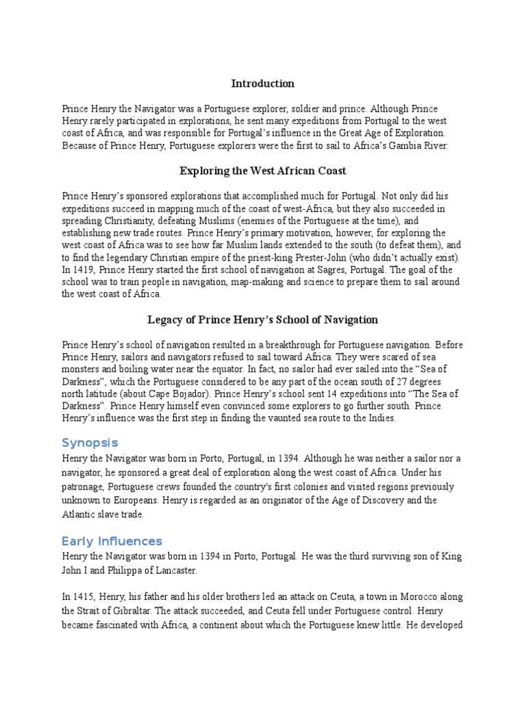 Henry The Navigator | PDF | Age Of Discovery | Exploration