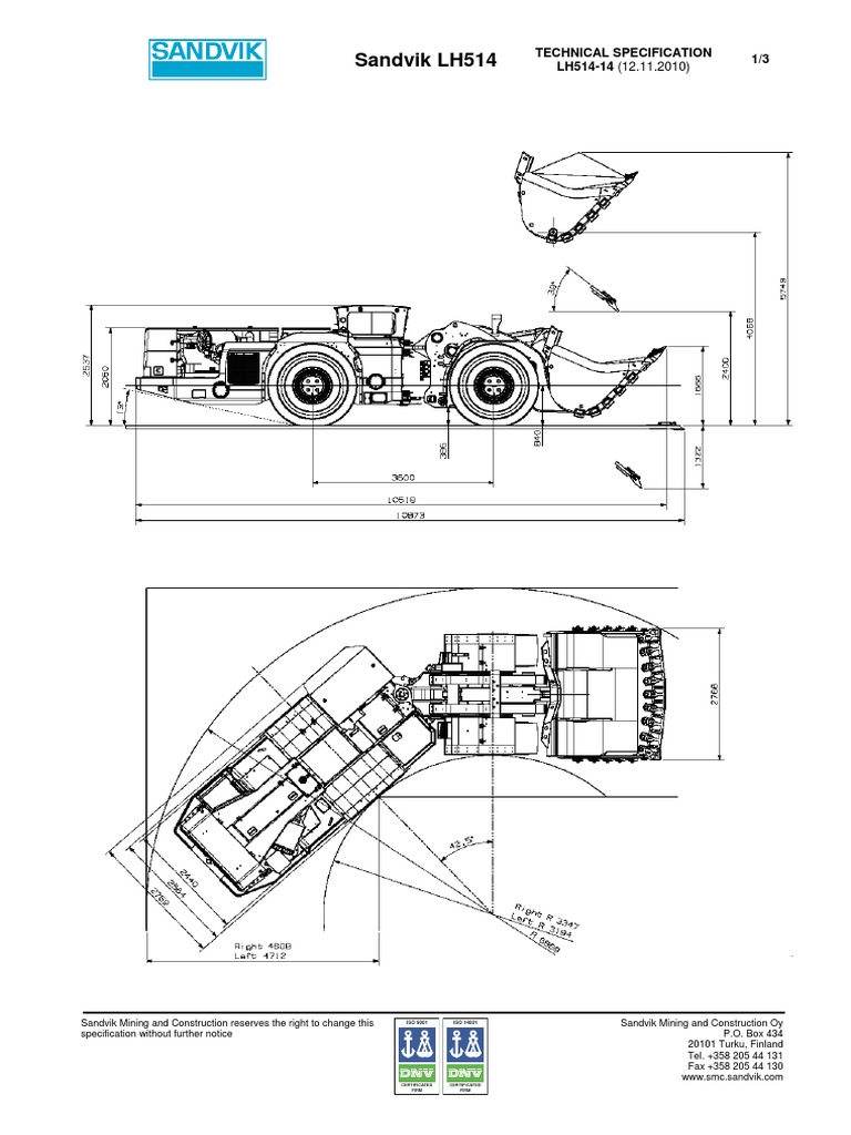 Technical Specifications for the Sandvik LH514 Loader | PDF ...