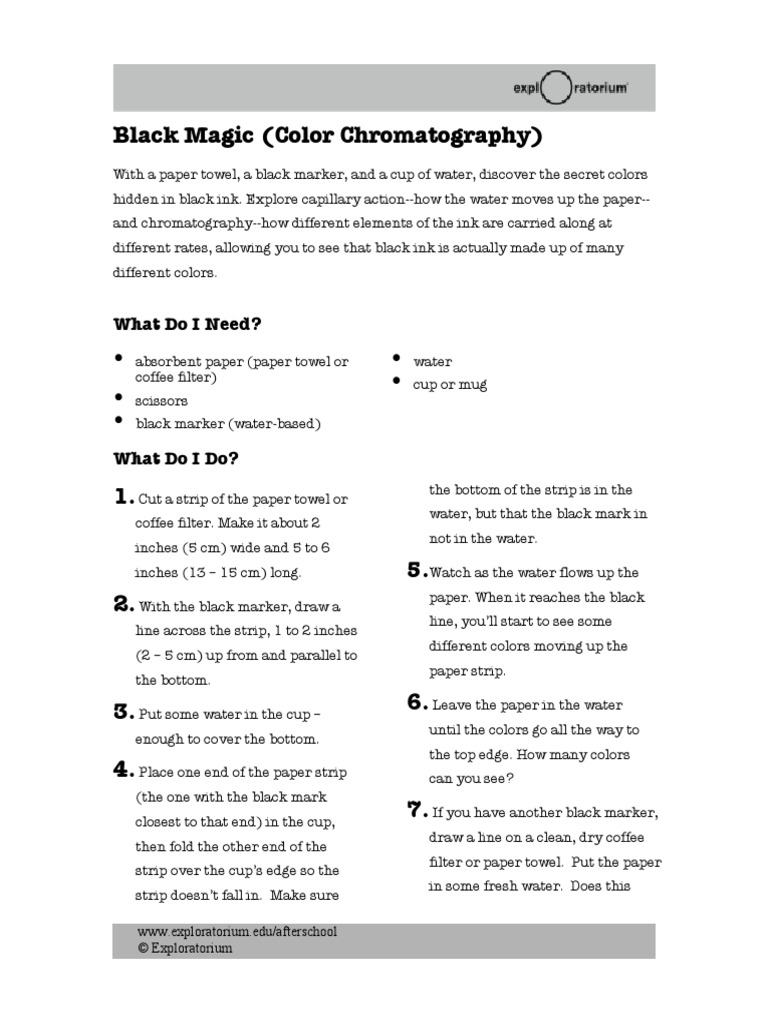 Black Magic (Color Chromatography) : What Do I Need? | PDF | Pigment ...