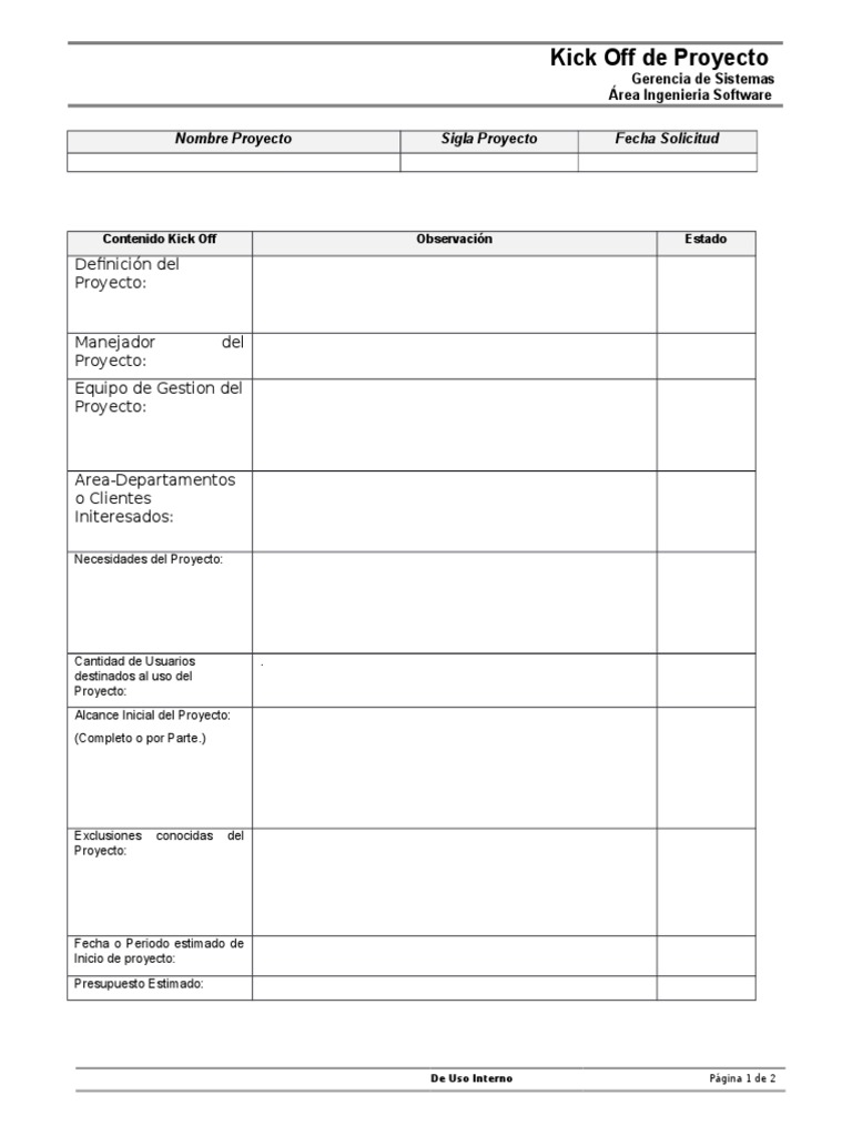 Kickoff de Proyectos | PDF