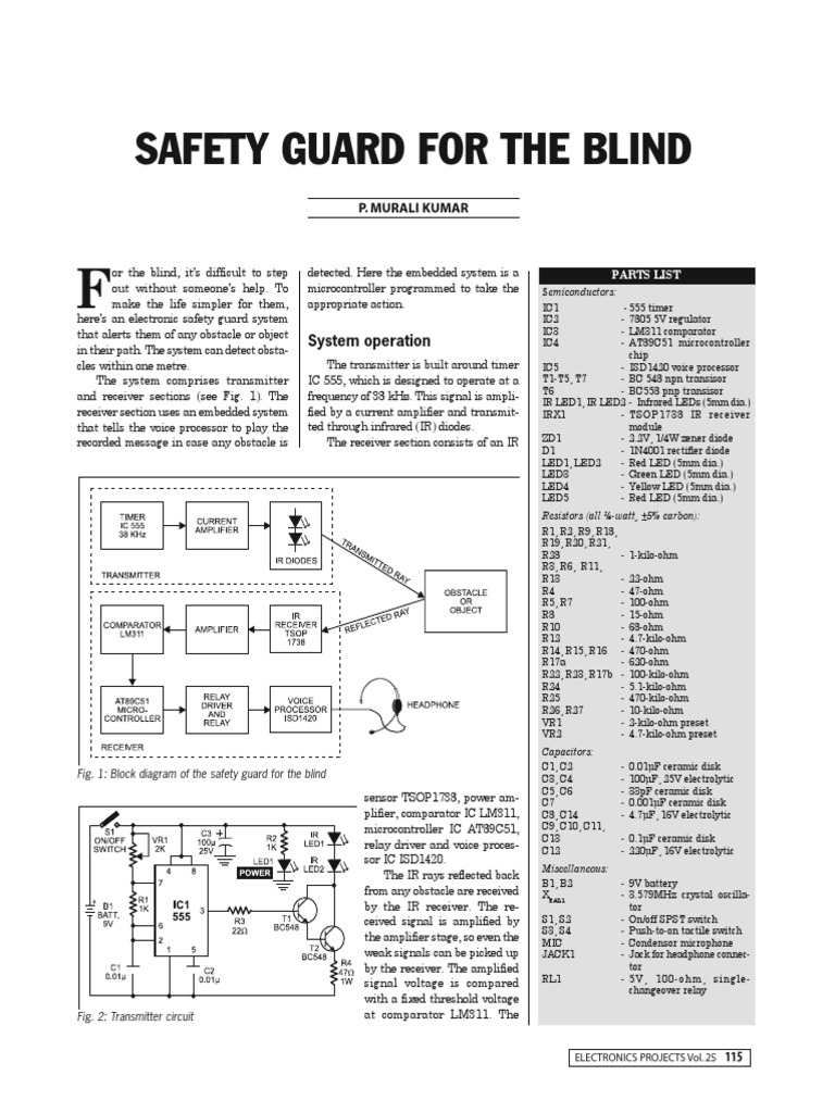 Micro Based Safty Gaurd For Blinds | PDF | Transistor | Electronic Circuits