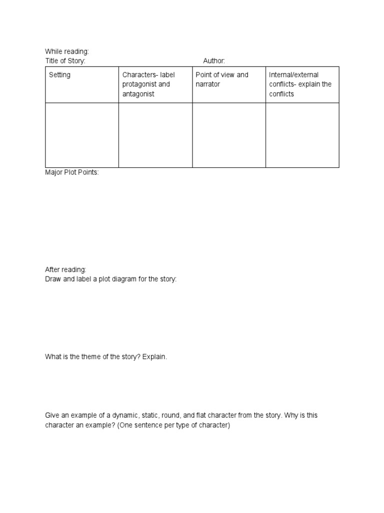 Short Story Chart | PDF | Plot (Narrative) | Narration