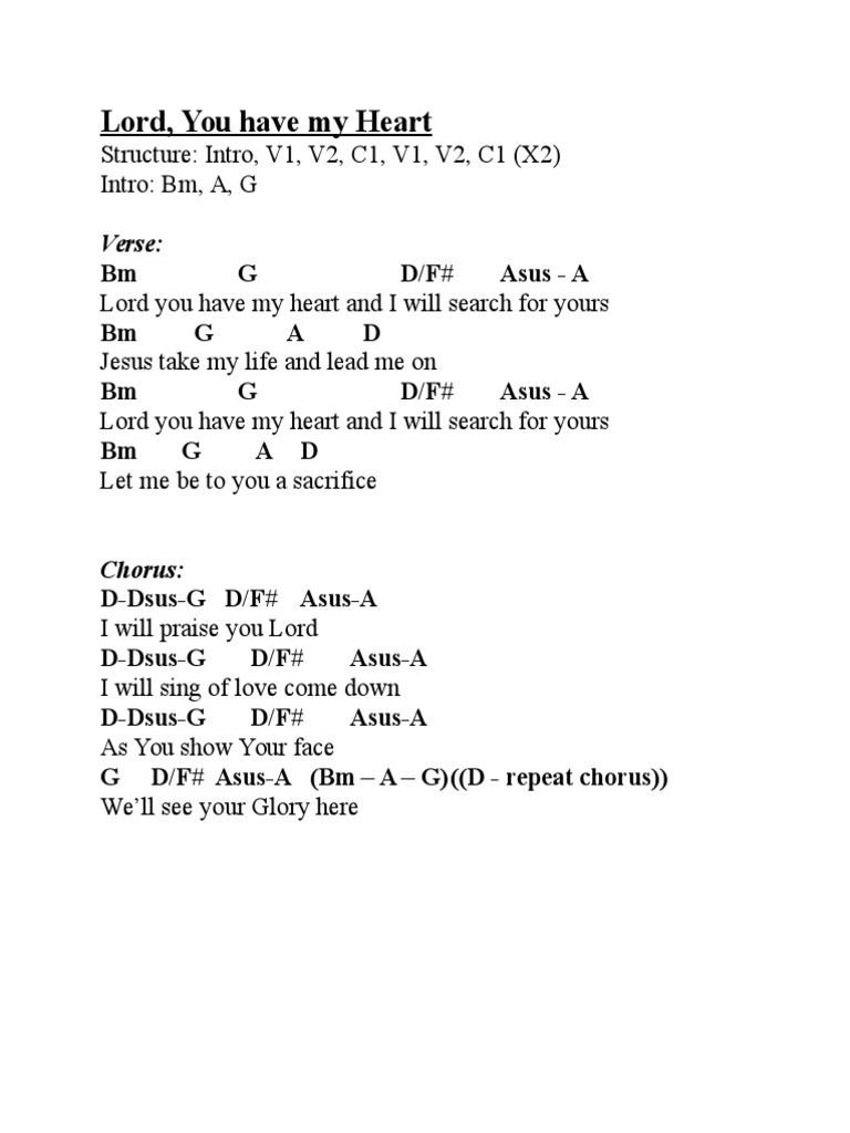 Lord You Have My Heart - D | PDF | Art