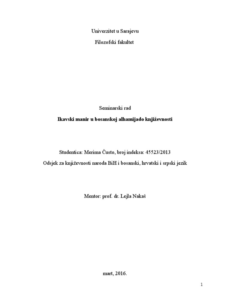 Ikavski Manir U Alhamijado Knjiz | PDF