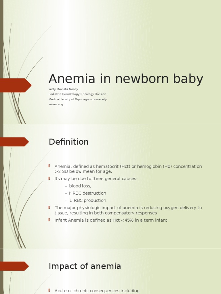 Anemia in Newborn Baby | PDF | Anemia | Clinical Medicine