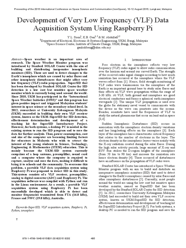 VLF Using Rpi | PDF | Ionosphere | Space Weather